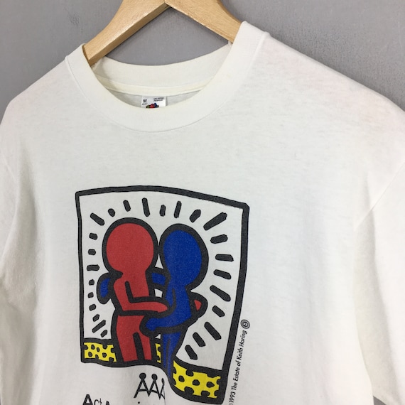 Vintage 1993 Keith Haring Hug Pop Art T shirt Medium … - Gem