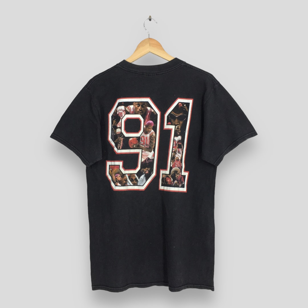 Vintage Dennis Rodman #91 Black T Shirt Medium 90's Dennis Rodman ...