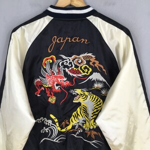 Vintage 80's Sukajan Dragon Tiger Okinawa Souvenir Jacket Large Sukajan ...