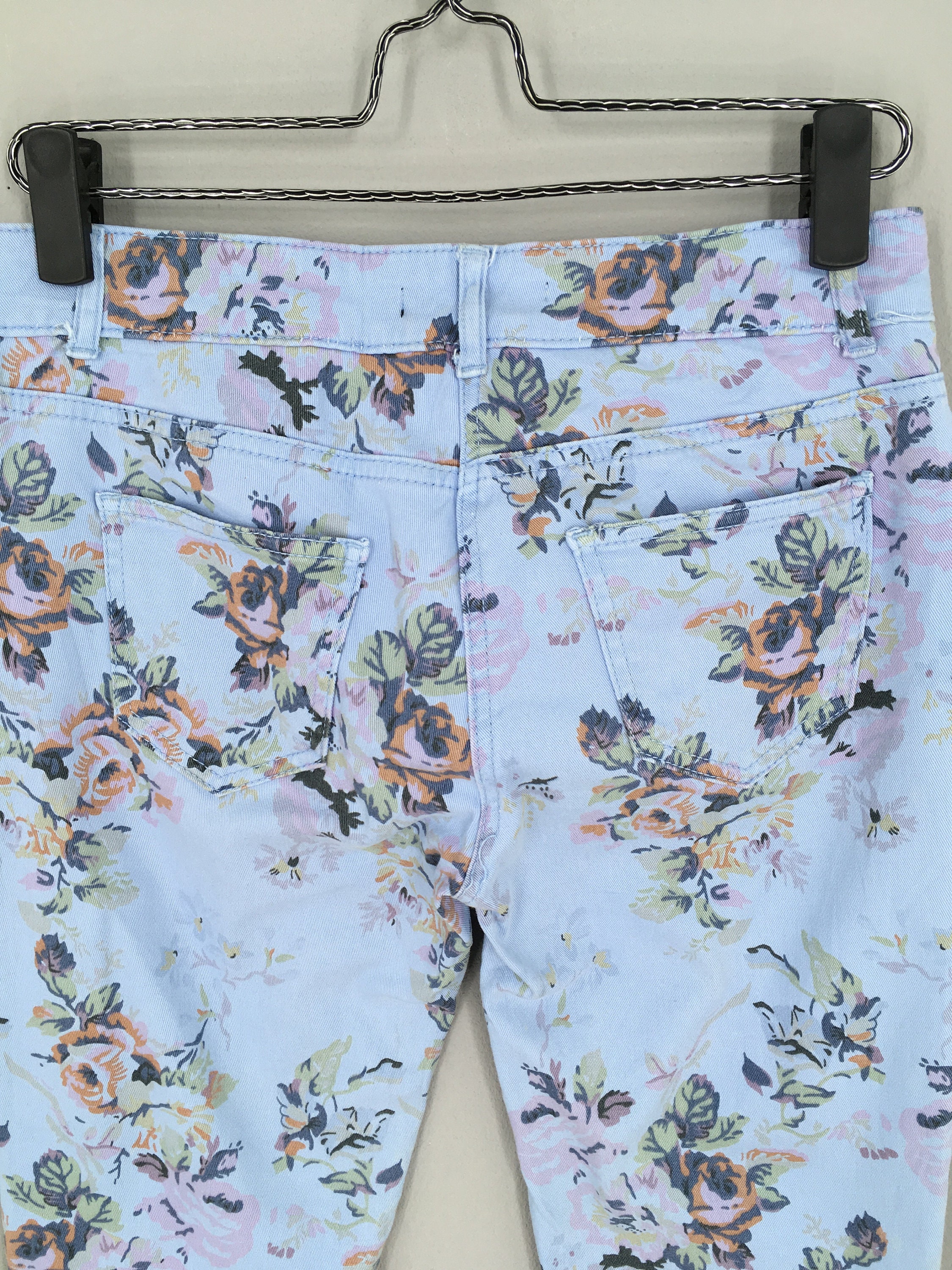 Vintage Multicolour Paisley Floral Roses Blue Printed Pants | Etsy