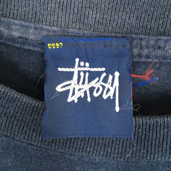 Vintage 80's Stussy Dragon Usa Skater Blue T shirt Me… - Gem