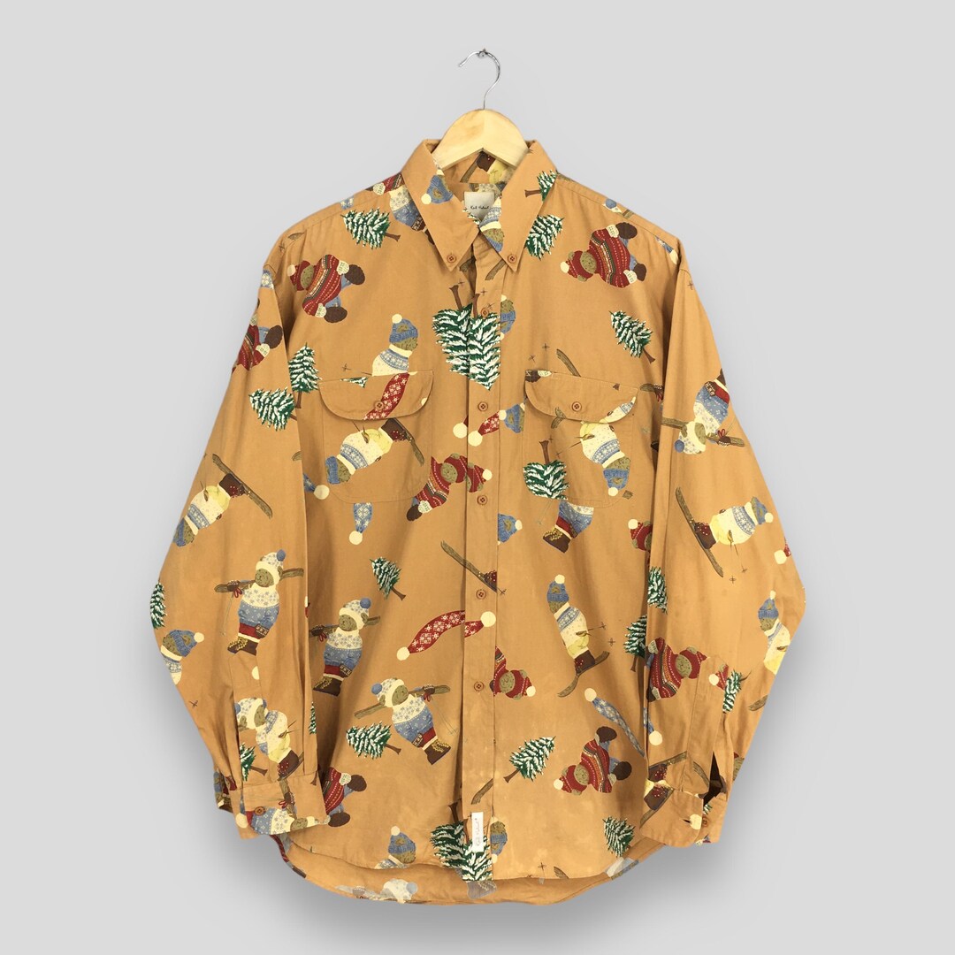 Vintage 90's Karl Helmut Japan Brown Shirt Xlarge Karl Helmut Christmas ...