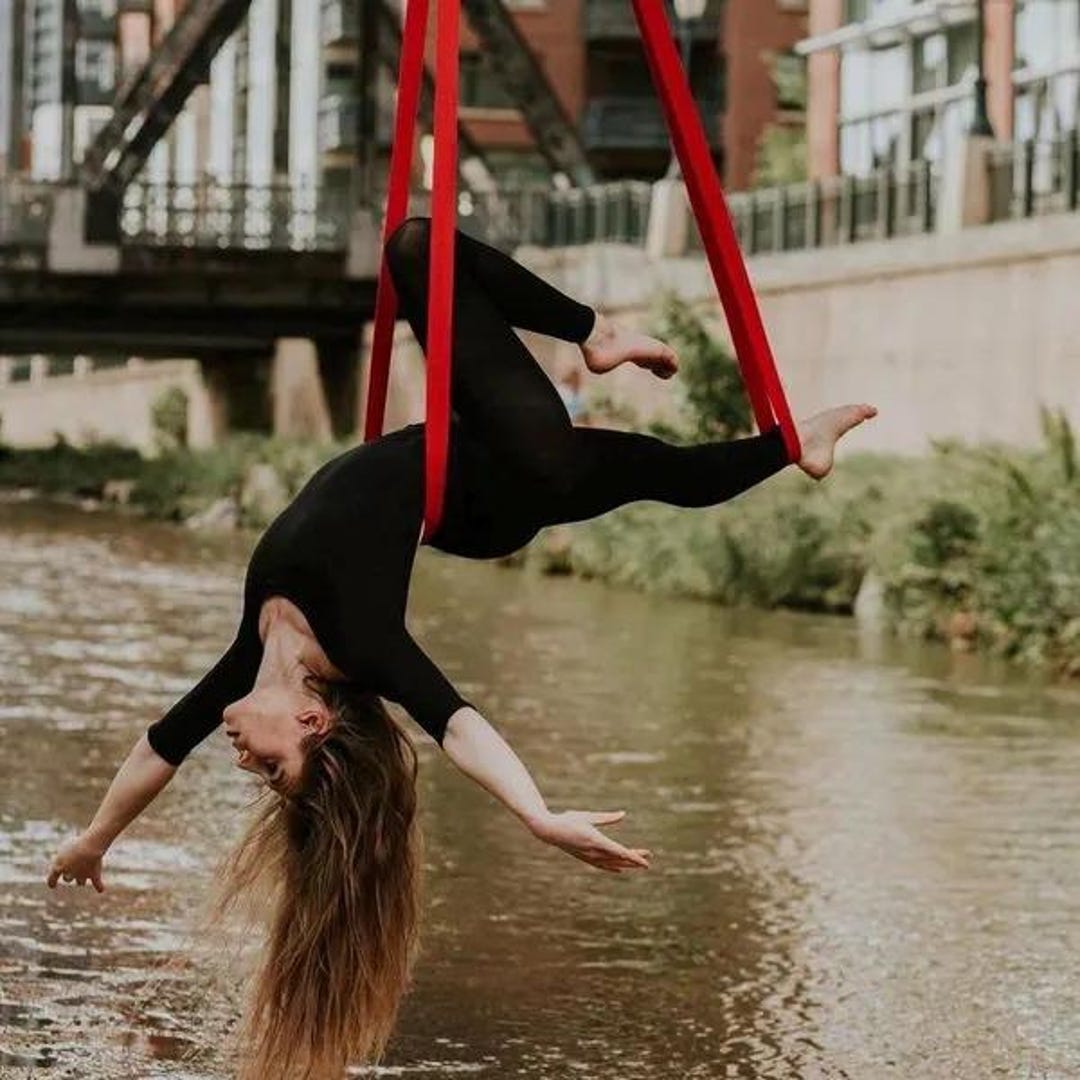 Black Aerial Circus Dance Loops, Red Aerial Gymnastics Circus Loops ...