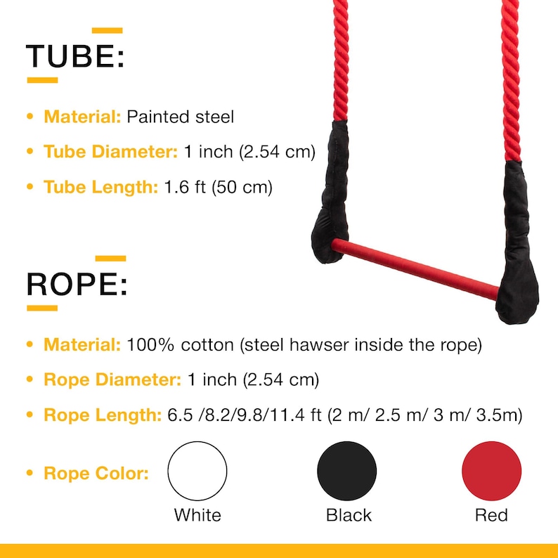 Static Acrobat Aerial Trapeze With Cotton Rope in Three Colors - Black ...