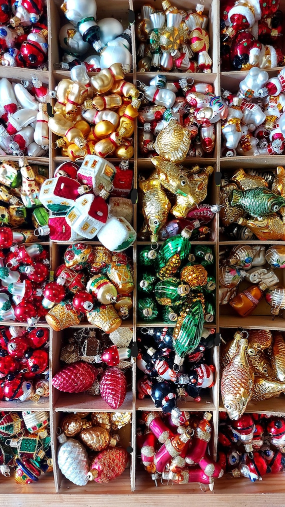 Vintage Czech Republic Glass Blown Hand Painted Christmas Tree Small Ornaments Mixed Selection or Individual Pieces 2 Minimum Etsy UK