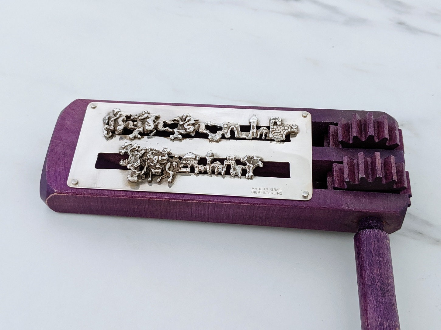 Noisemaker for Purim, Purim Gift, Wooden Grogger, Silver Wood Rattle ...