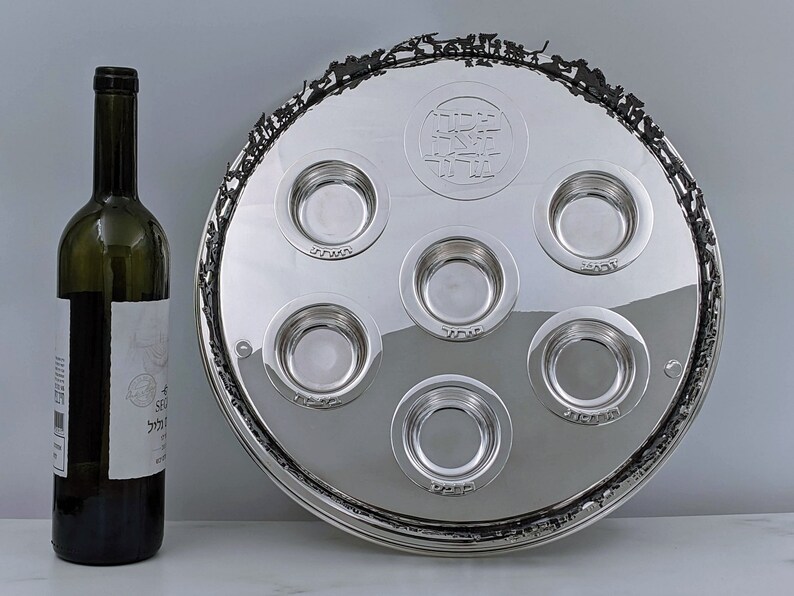 Handmade Sterling Silver Seder Plate: Passover Tray With Exodus Design ...