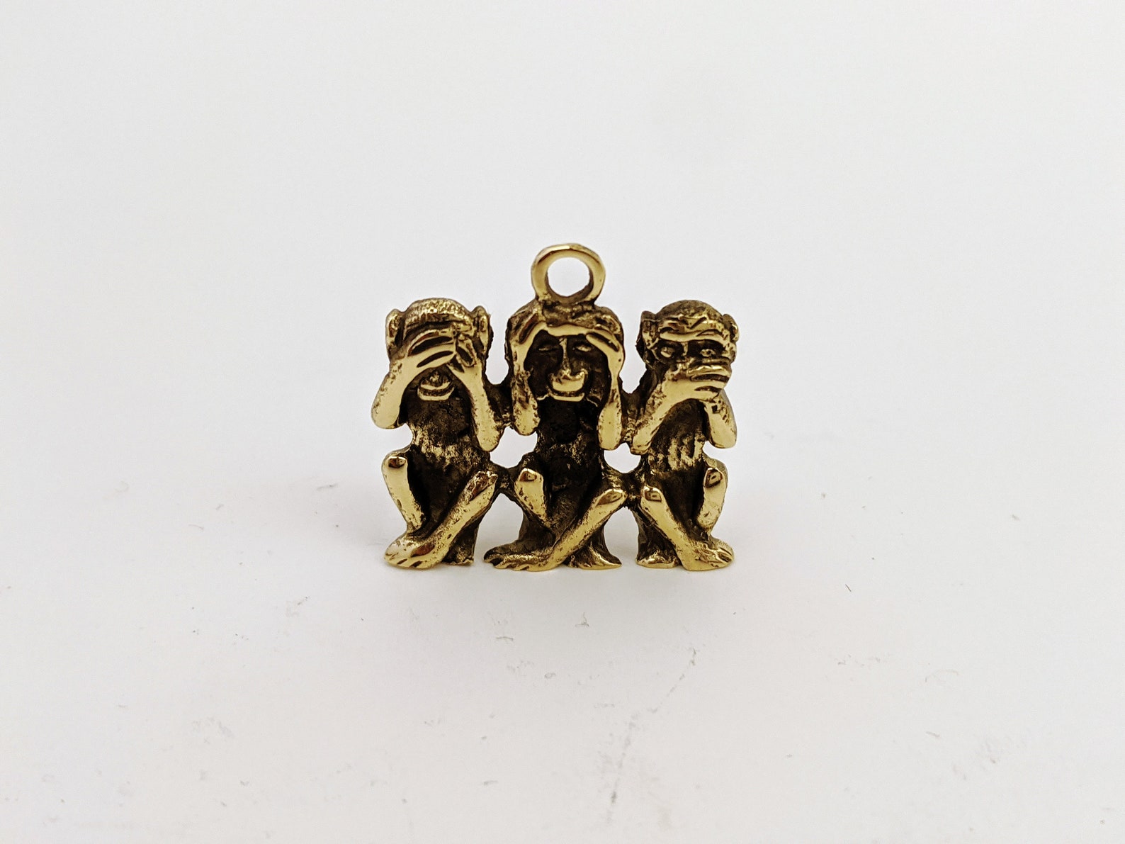 Vintage Brass Three Monkeys Keychain - Hear See Speak No Evil - Etsy