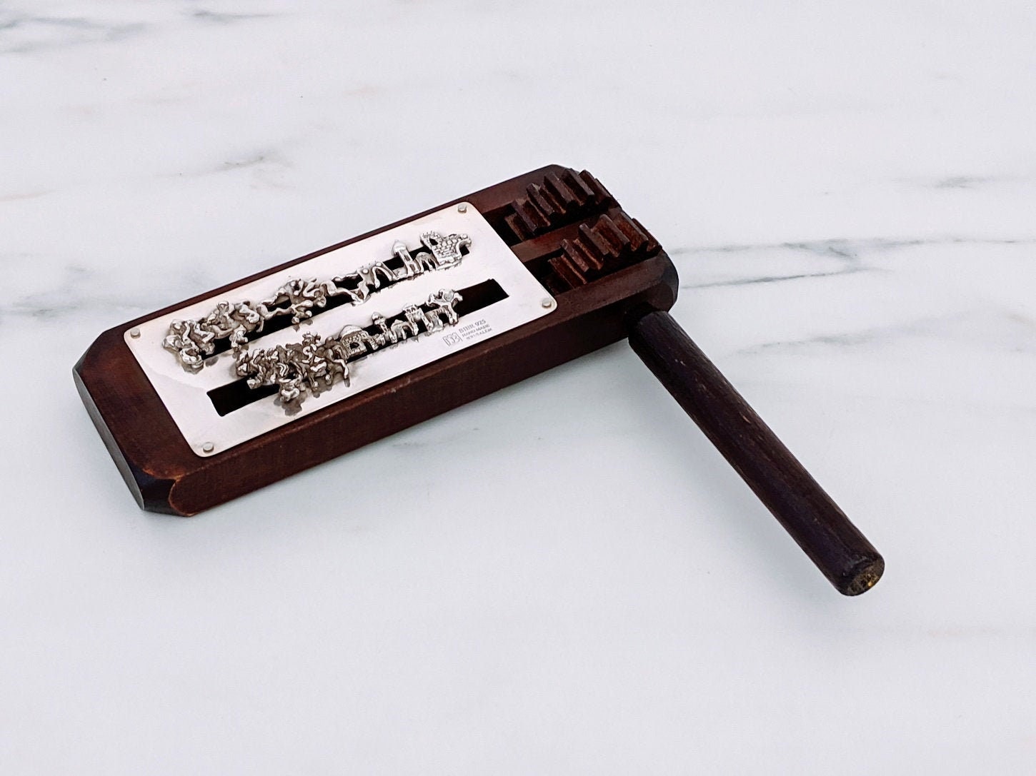 Noisemaker for Purim, Purim Gift, Wooden Grogger, Silver Wood Rattle ...