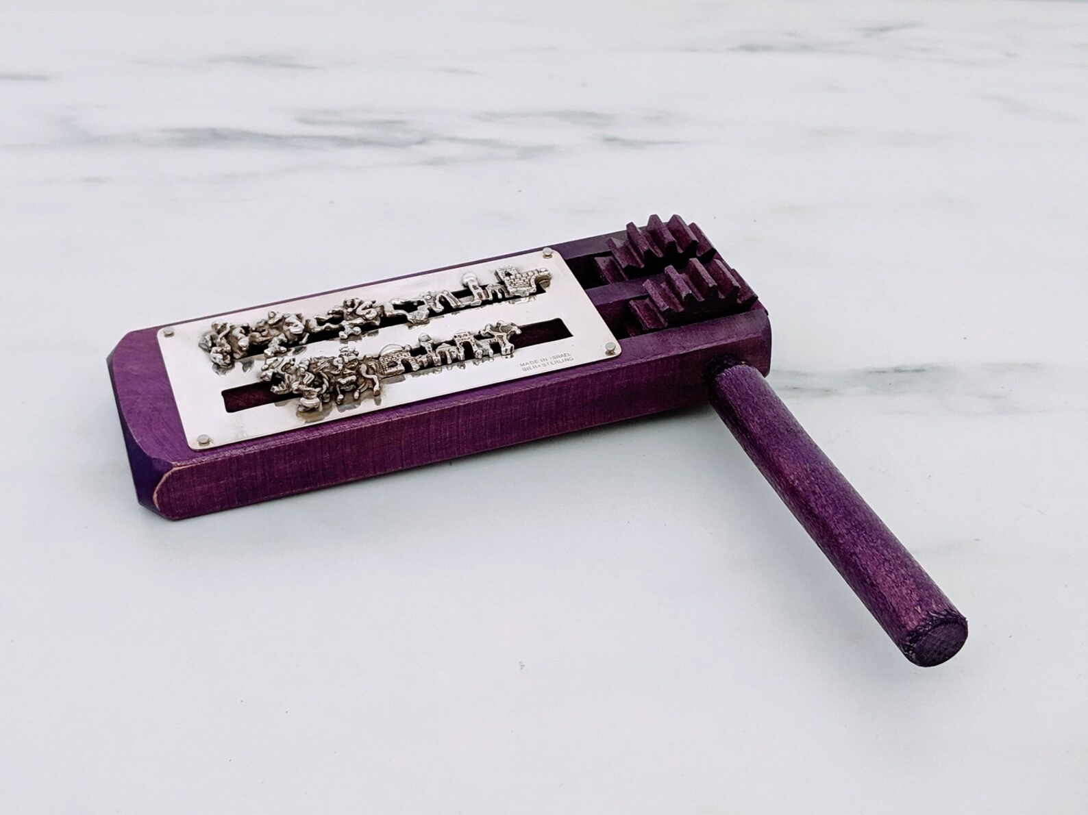 Noisemaker for Purim, Purim Gift, Wooden Grogger, Silver Wood Rattle ...