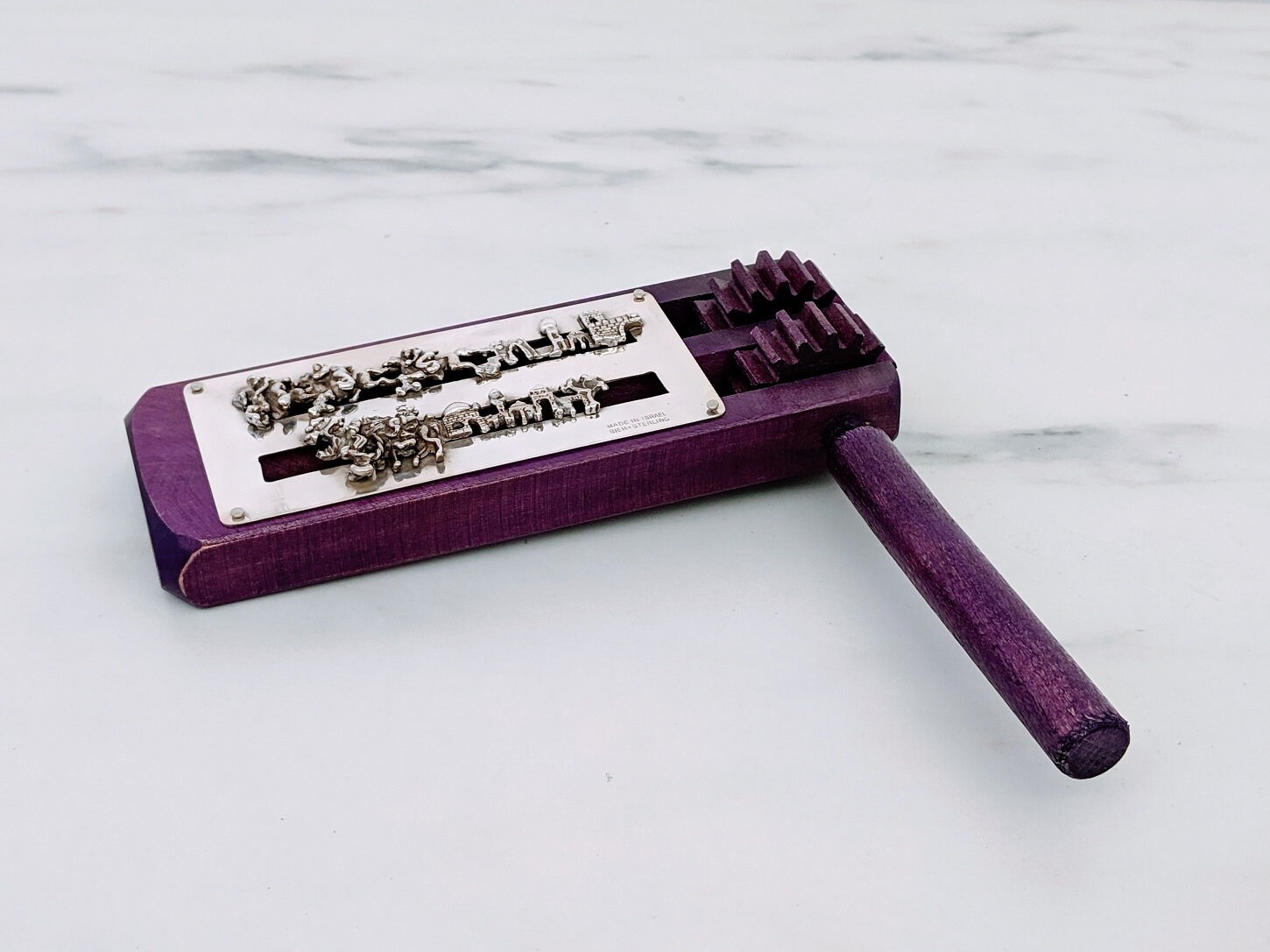 Noisemaker for Purim, Purim Gift, Wooden Grogger, Silver Wood Rattle ...