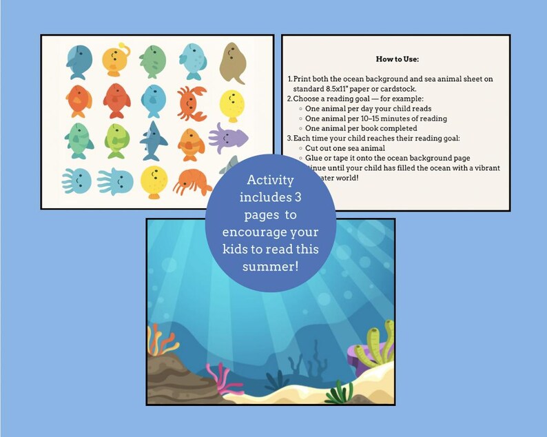 Underwater Reading Log for Kids | Printable Sea Animal Reading Tracker ...