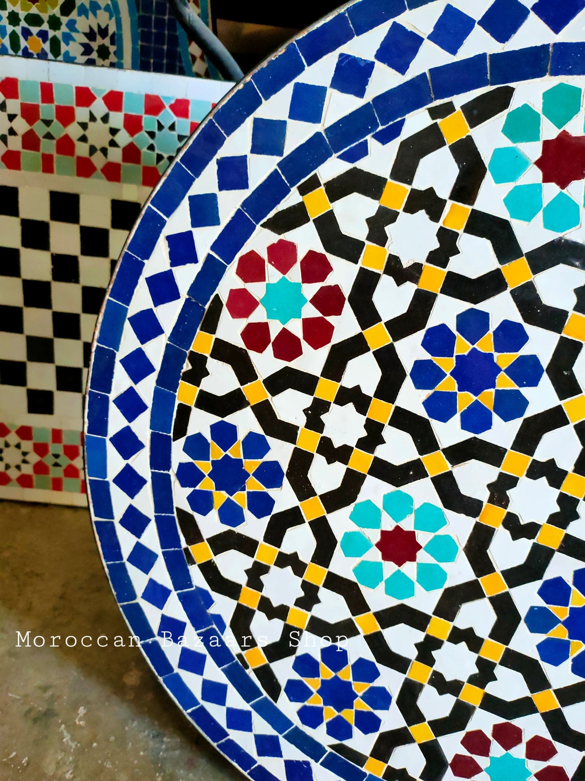 Handmade Moroccan Mosaic Table: Outdoor Patio Garden Decor - Etsy