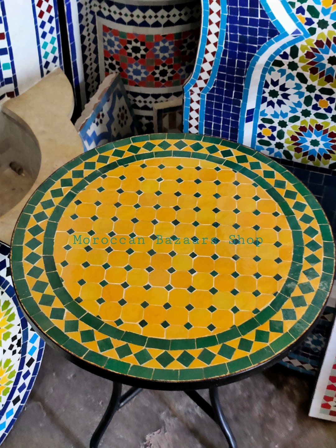 Moroccan Mosaic Table, Outdoor Round Table, Outdoor Dinning Table ...