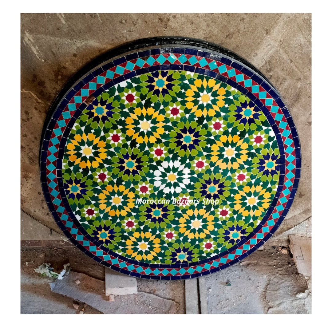 Moroccan Mosaic Table, Handcrafted Round Table, Moroccan Outdoor ...
