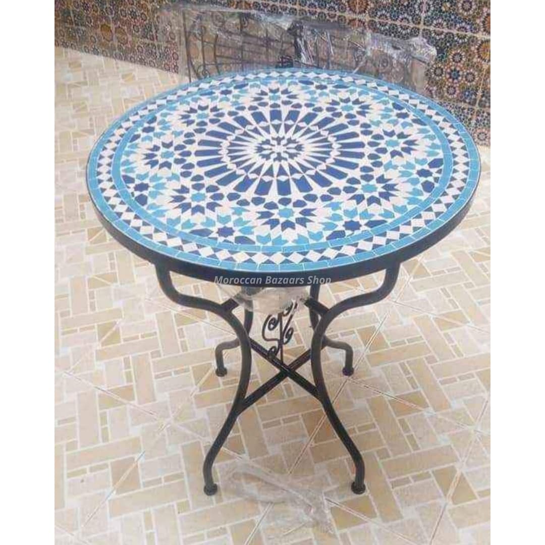 Handmade Moroccan Mosaic Table: Outdoor Patio Garden Decor - Etsy