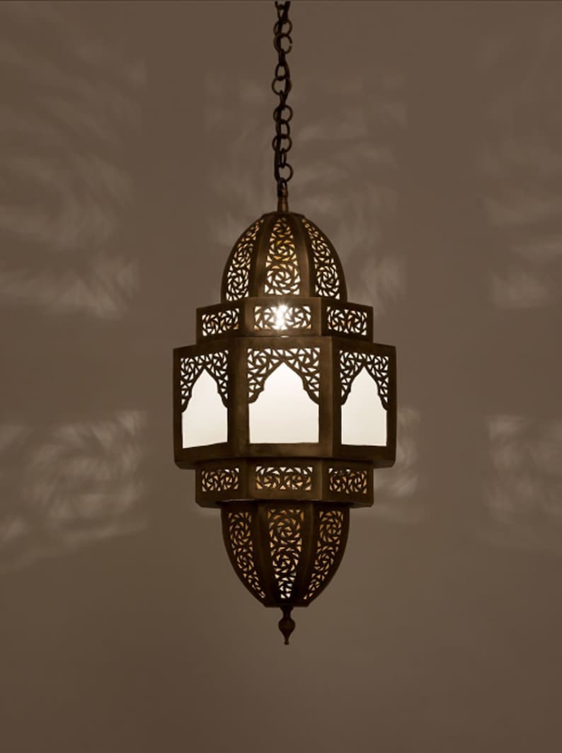 Handmade Moroccan Pendant Light: Traditional Arabic Brass Ceiling Lamp ...