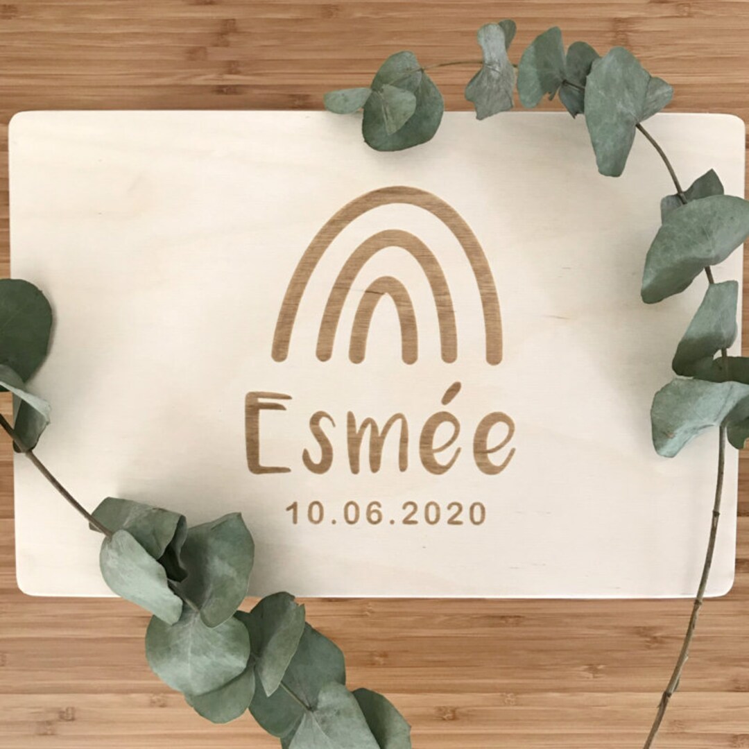 Wooden Keepsake Box Personalized rainbow Memory - Etsy