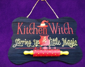 Kitchen Witch Sign | Kitchen Witch Decor | Halloween | Goth Decor ...
