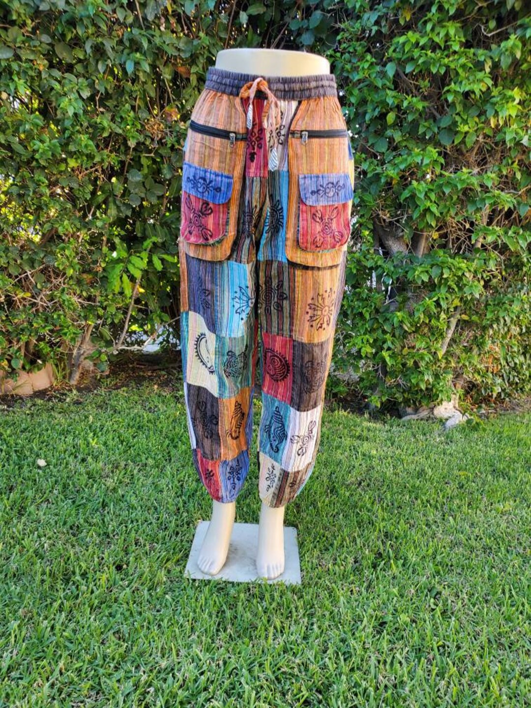 Hippie Patchwork Pants With Elastic Waist - Etsy