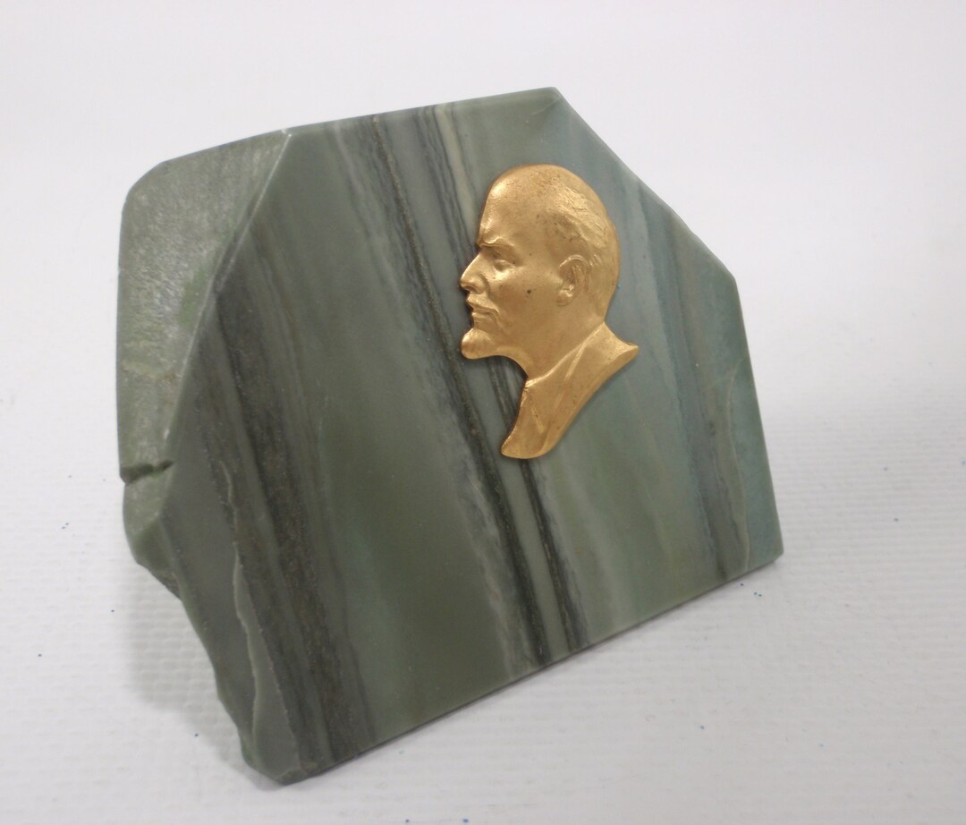 V.I. LENIN Vintage Soviet Table Bas-relief Made of Stone and Brass USSR ...