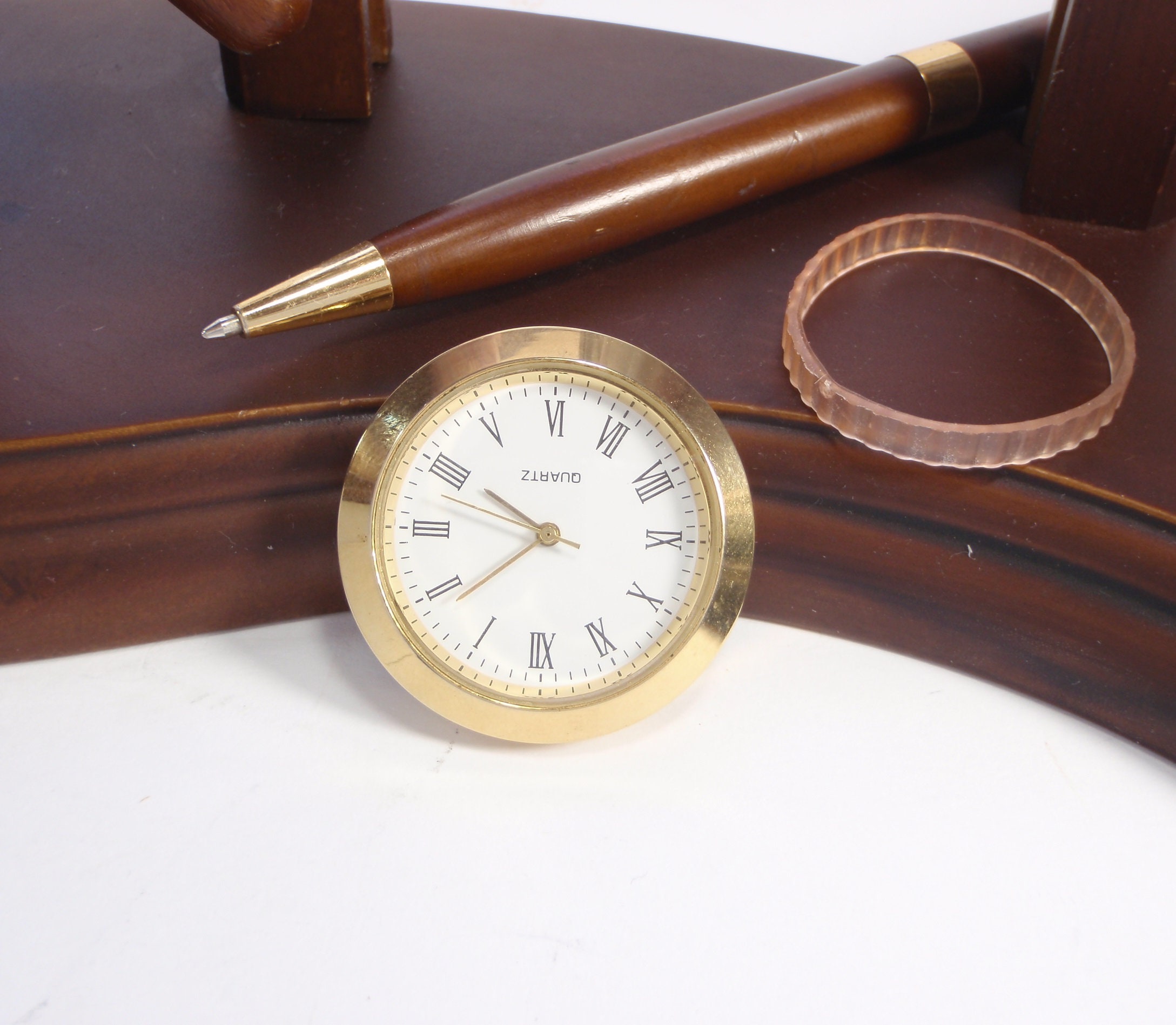 Souvenir Desktop Wooden Writing Instrument Marine Helm With Clock - Etsy