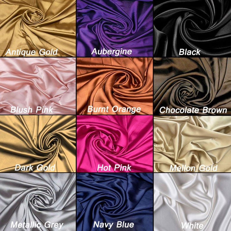 42 Colors Silk Satin Fabric, Luxury Silk Satin Fabric by the Yard ...