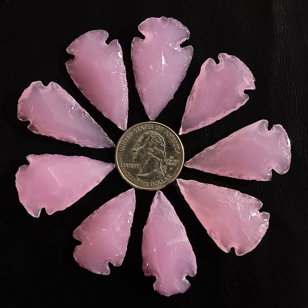 Pink Opalite Arrows, Rose Quartz Crescent Arrowheads, Pink Spear Head ...