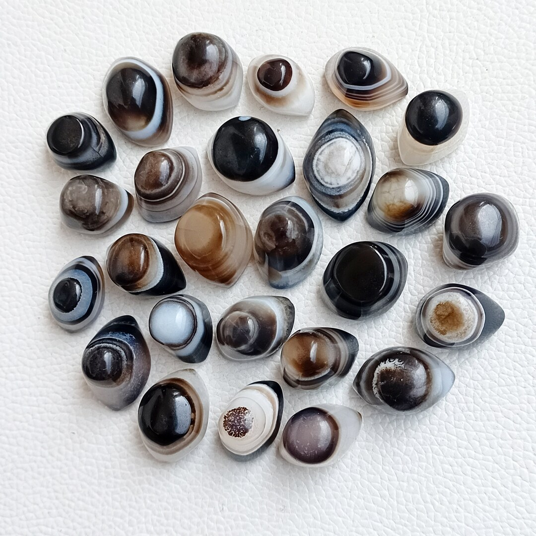 Agate Eyes Lot, Black Agate Eye Beads,shiva Third Eye, Banded Agate Eye ...