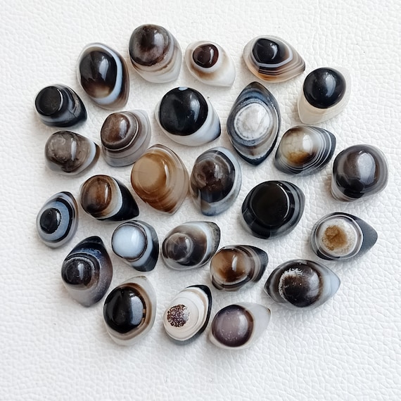 Agate Eyes Lot Black Agate Eye Beadsshiva Third Eye Banded - Etsy