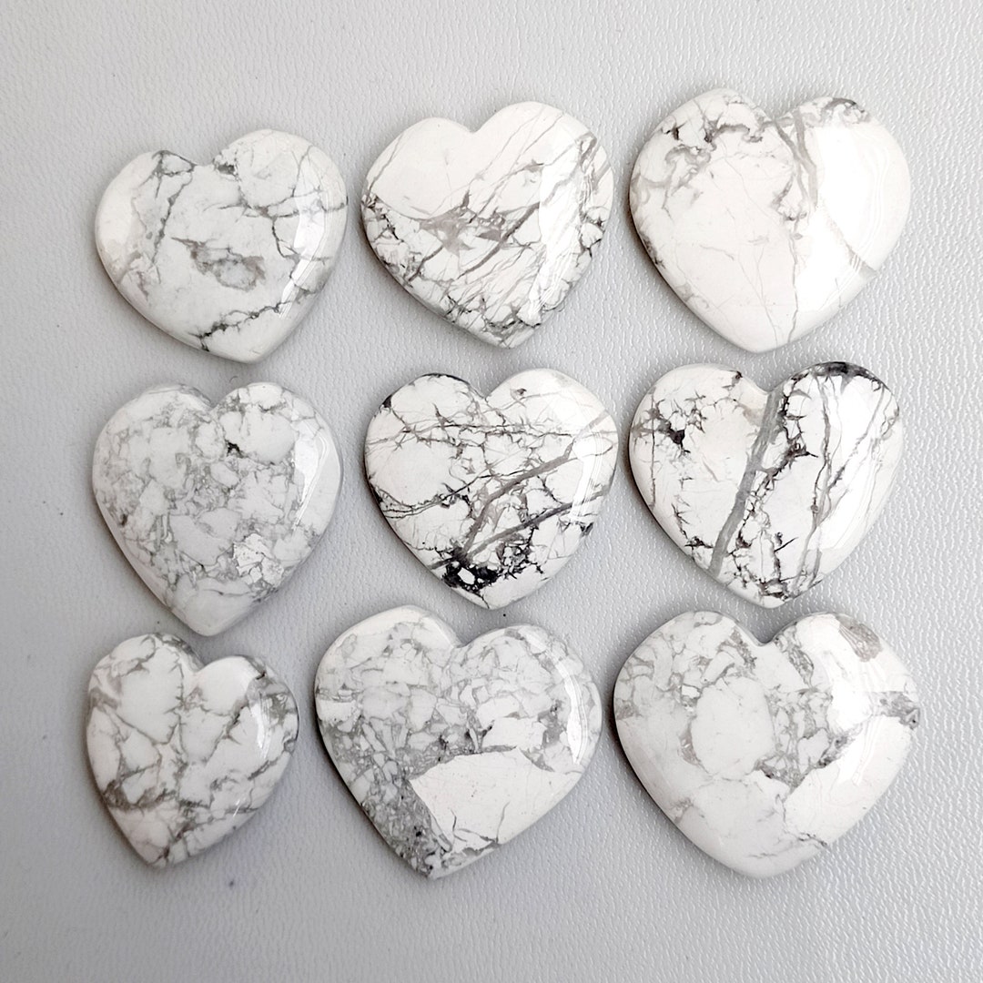 Howlite Heart, Howlite Crystal Heart, Peruvian Howlite Puffy Heart ...
