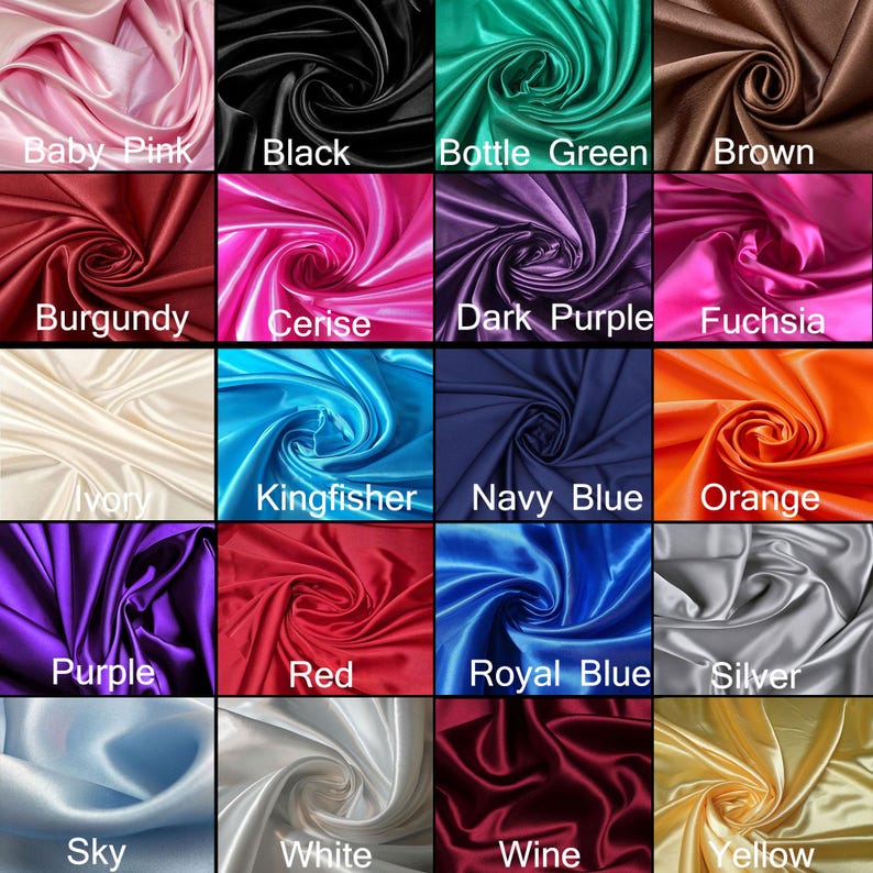 20 Colors Silk Satin Fabric, Luxury Silk Satin Fabric by the Yard ...