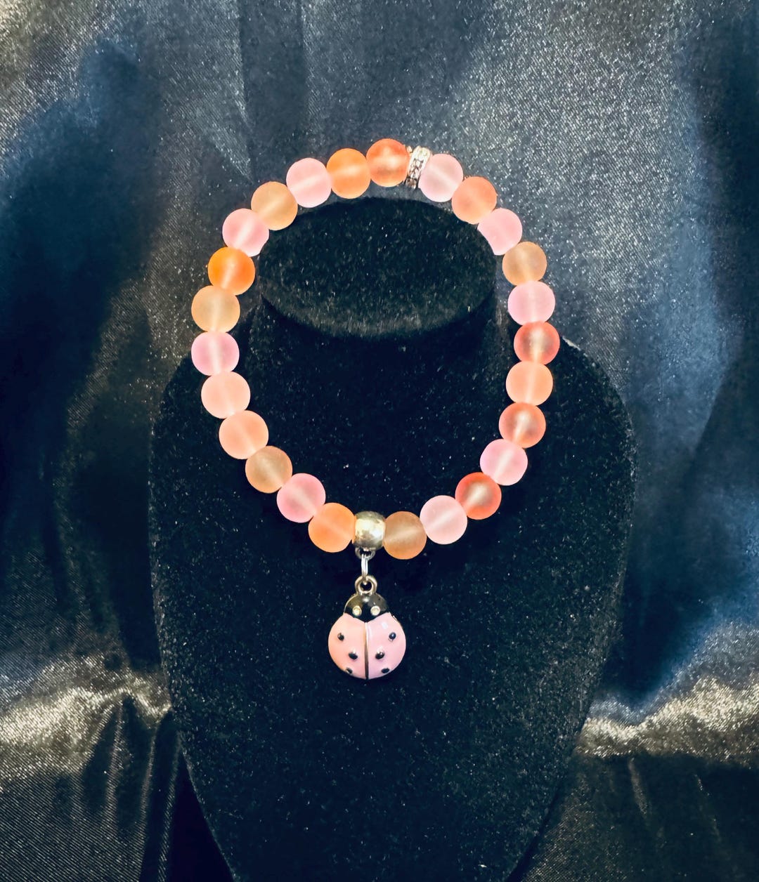 Handmade Pink Ladybug Charm Stretch Bracelet - Etsy