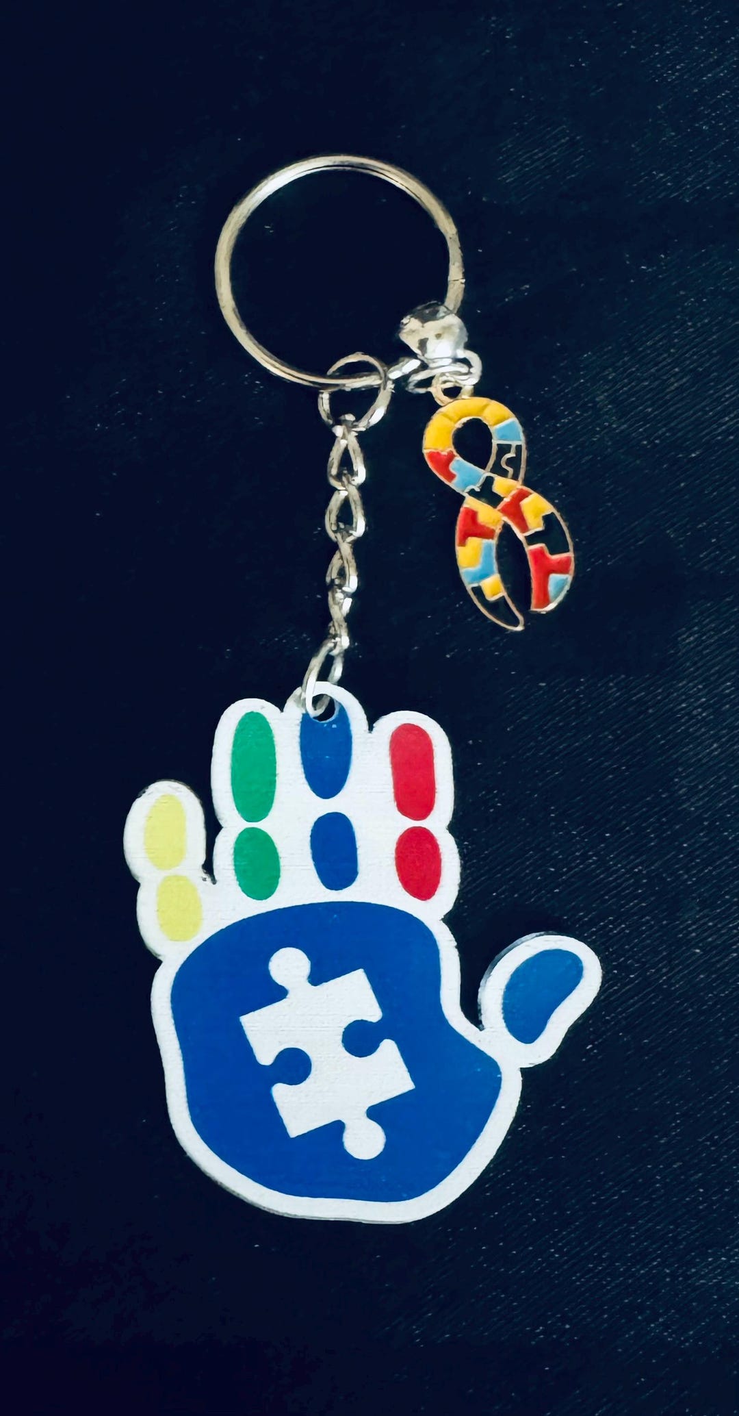 Handprint Heart Autism Keychain - Etsy