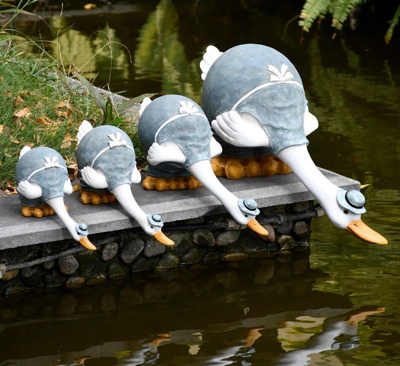 Duck Goose Birds Resin Garden Sculpture Animal Statue - Etsy