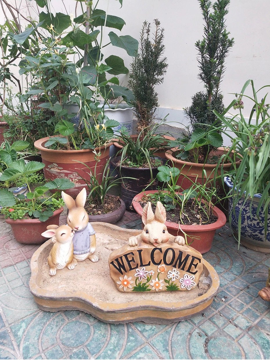 Rabbit Hare Bunny Resin Garden Sculpture Animal Statue - Etsy