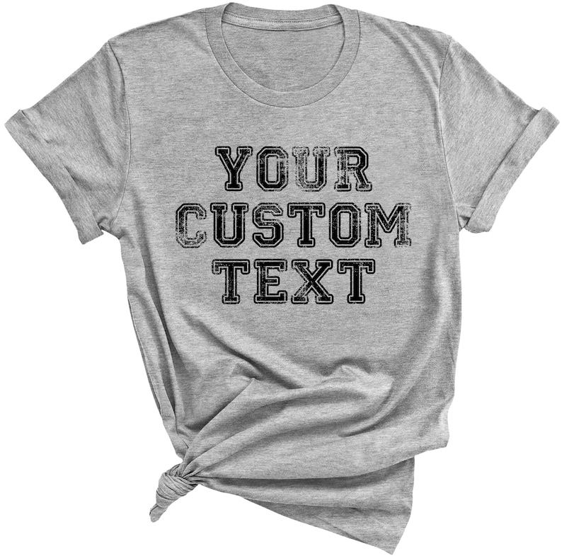 Custom Text T Shirt, Personalised Retro Print T-shirt, Retro Font Shirt ...