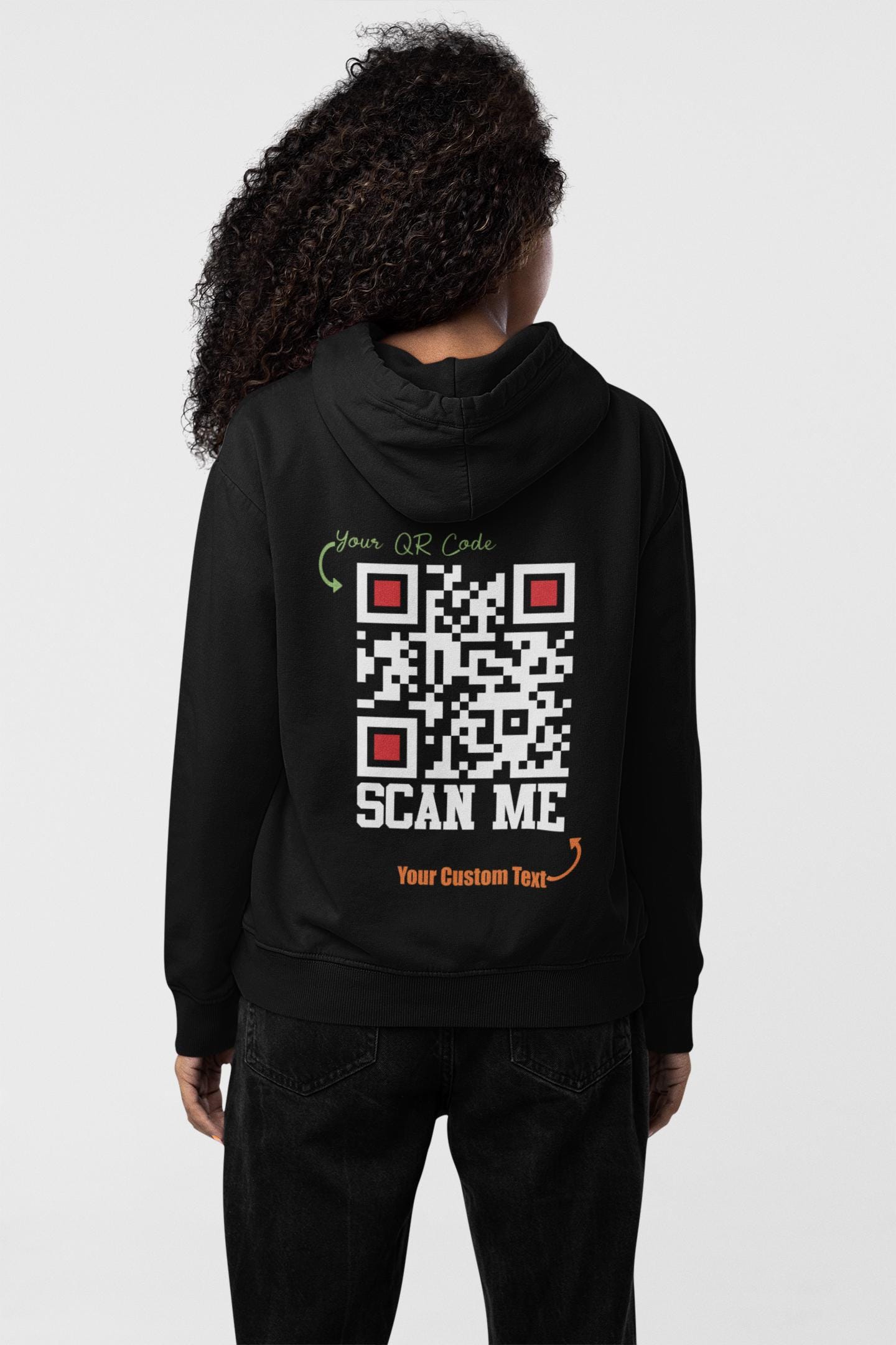 Custom QR Code Hoodie, Personalised QR Code Jumper, Your Own Qr Code ...