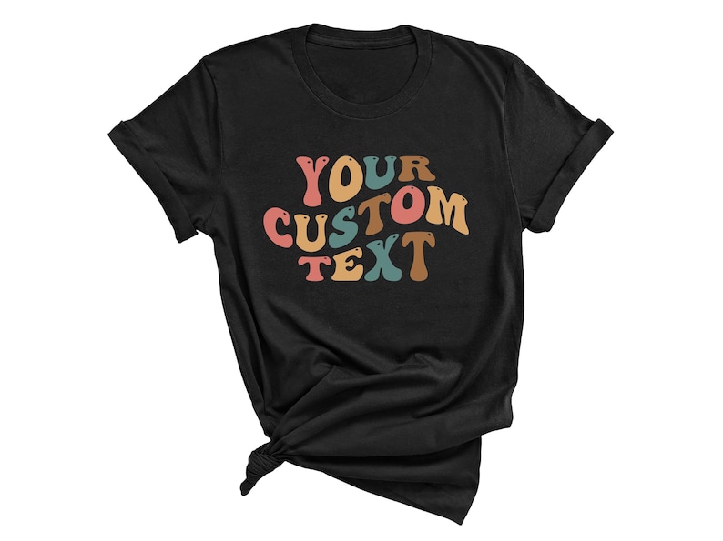 Custom Text T Shirt, Personalised Retro Print T-shirt, Retro Font Shirt ...