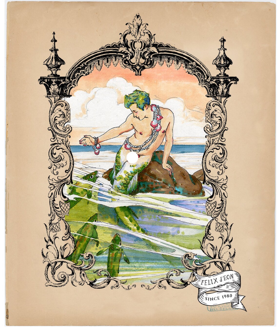 Merman & the Fish. Gay Vintage Gay Artist Queer Queer - Etsy