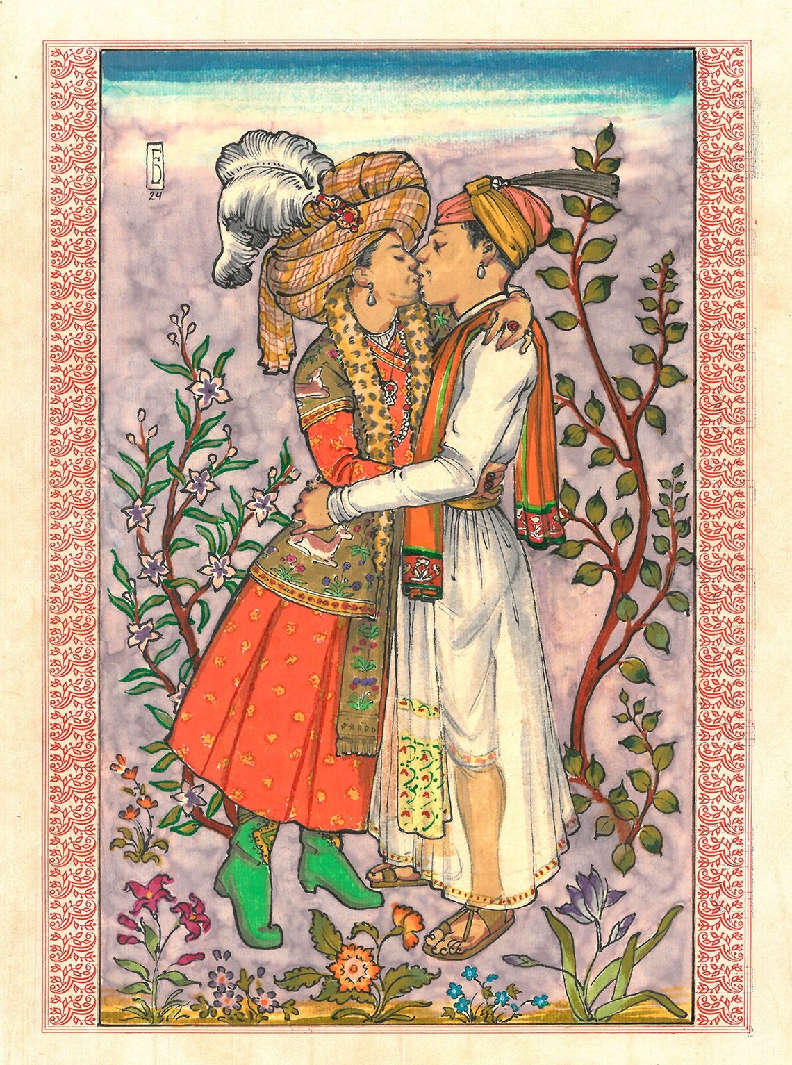 The Emperor Babur and His Lover Baburi Andizani. Gay Indian Art, Muslim ...