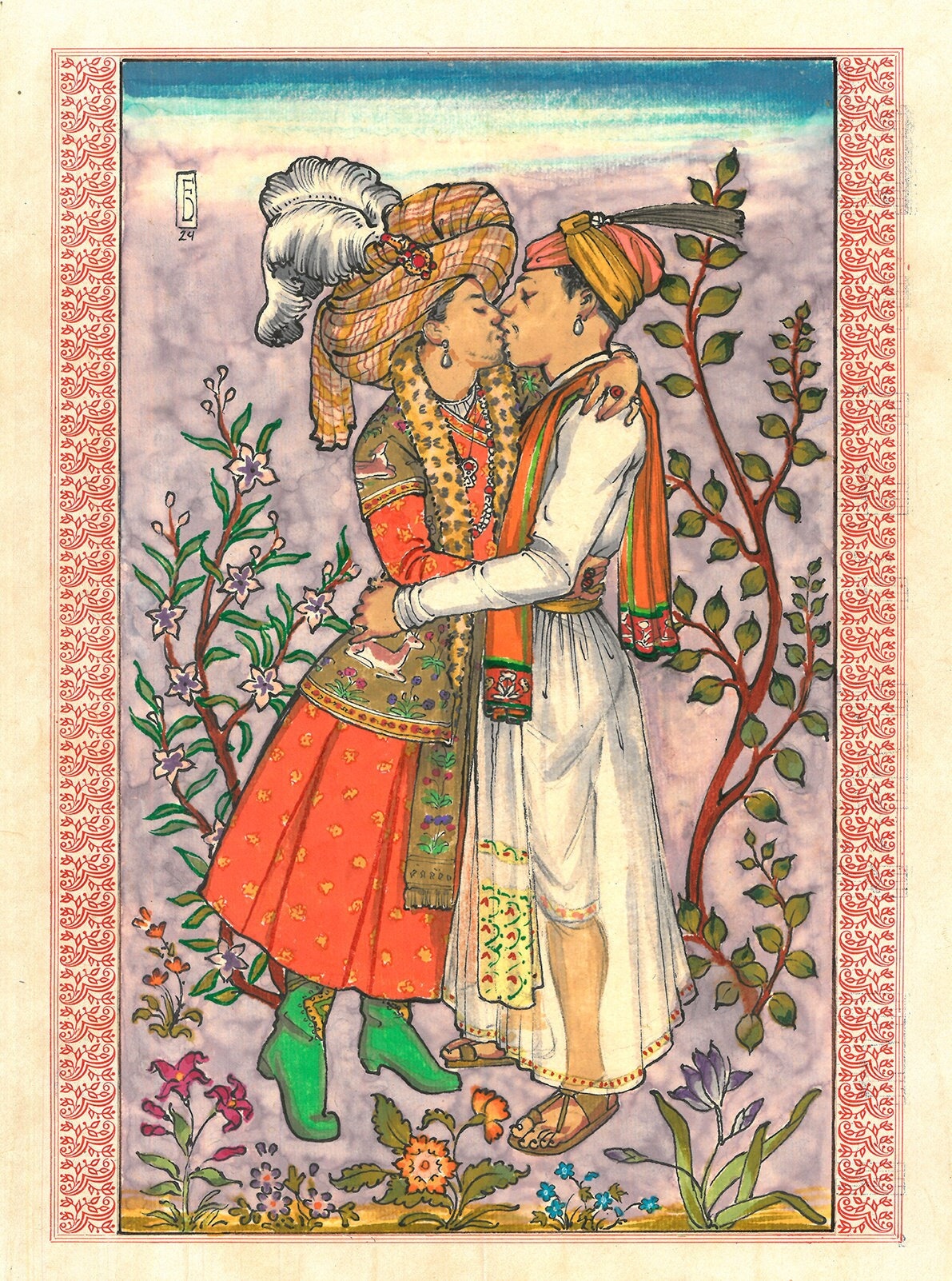 The Emperor Babur and His Lover Baburi Andizani. Gay Indian Art, Muslim ...
