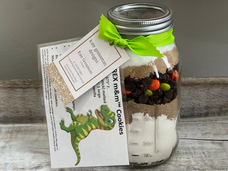 T-rex Mason Jar Cookie Mix - Etsy