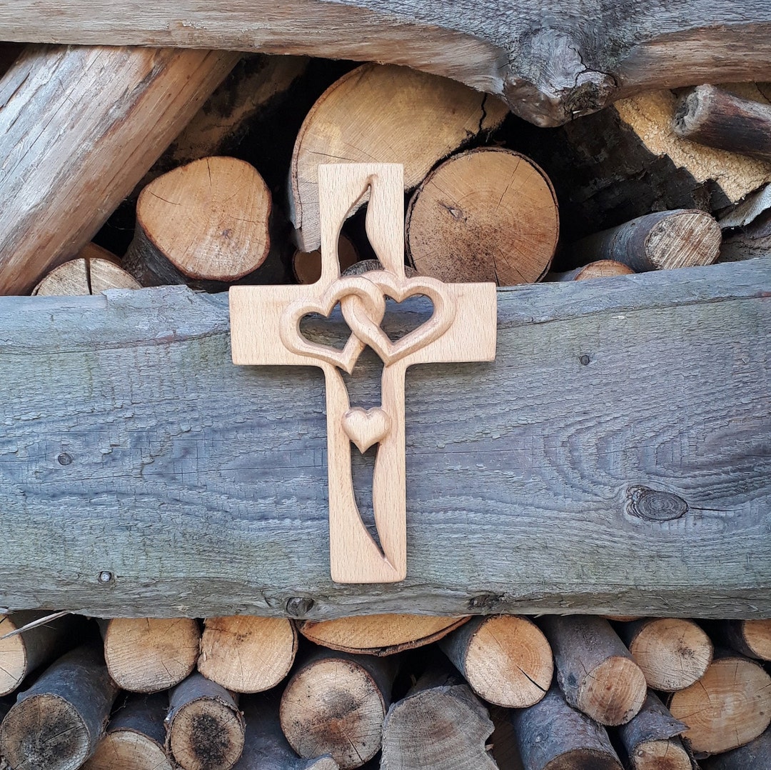 Wooden Crucifix, Carved Wood Cross, Crucifix Wall Cross, Decorative ...
