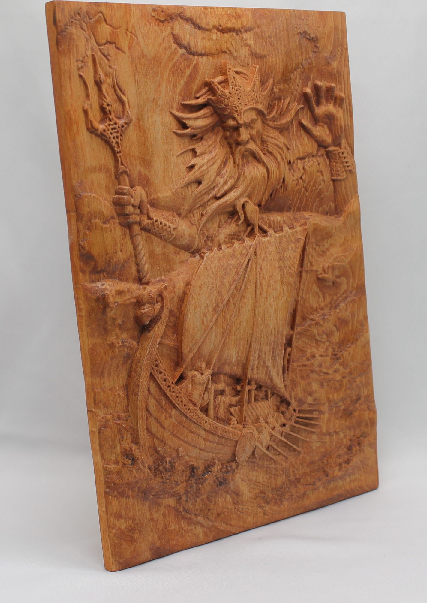 Wood Carved Picture Wall Decoration Plaque. Old Man Face. Perfect Gift ...