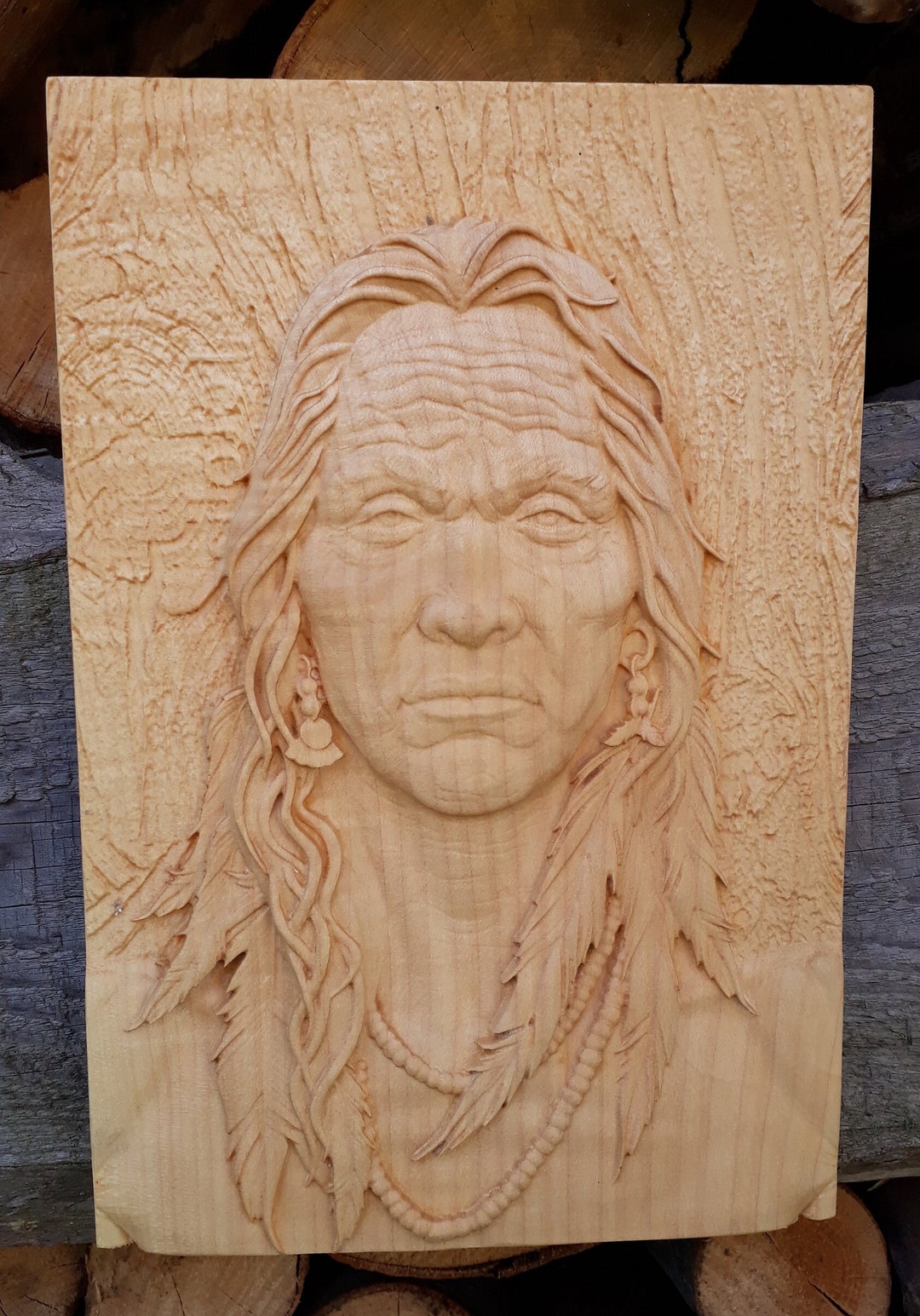 Indian Chief, a Picture Carved From Wood, a Nice Gift - Etsy