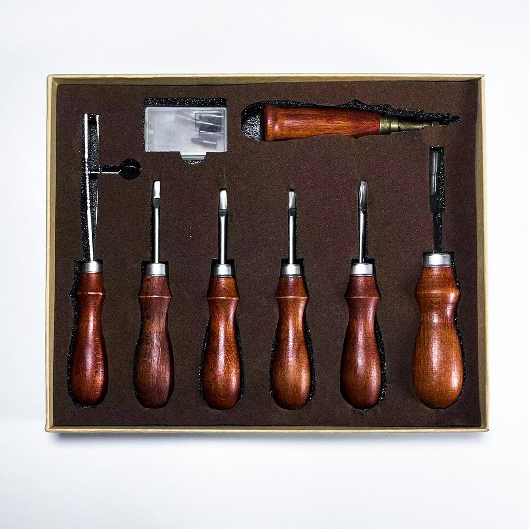 Boxed Leather Tool Set Leather Craft Leather Set Hand Stitched Handmade ...