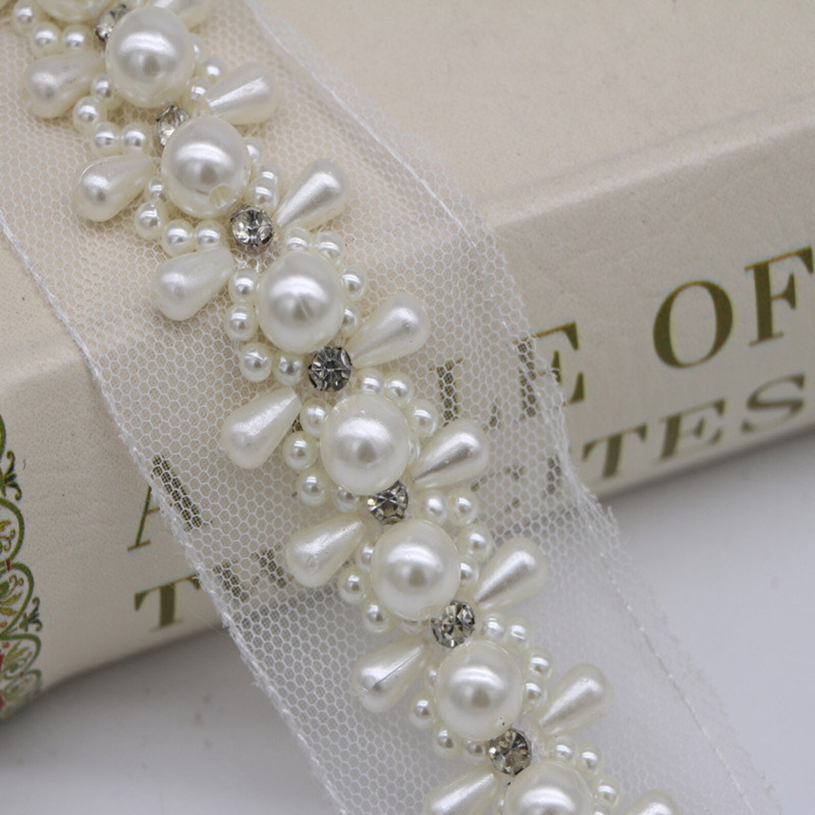 1 Yard Beaded Lace Hand-stitched Pearl Beading Lace Mesh | Etsy