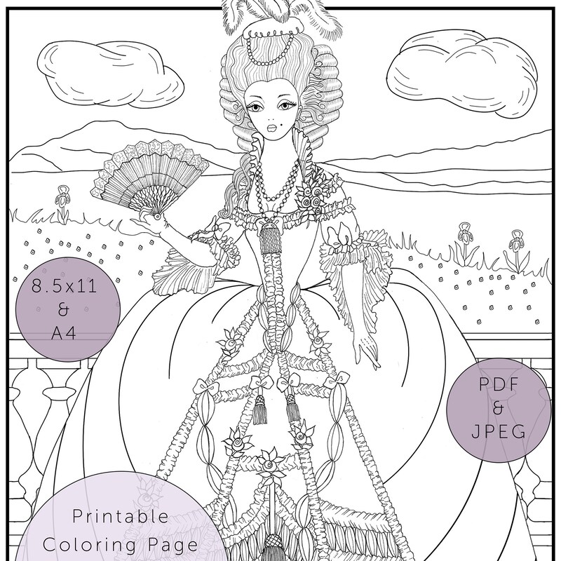 Rococo Coloring Page - Etsy