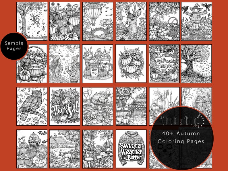 Autumn Coloring Book: 40+ Festive Fall Designs - Etsy